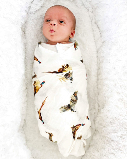 Cozy Pheasants & Quail Print Baby Swaddle - Soft & Comfy Essential for ...